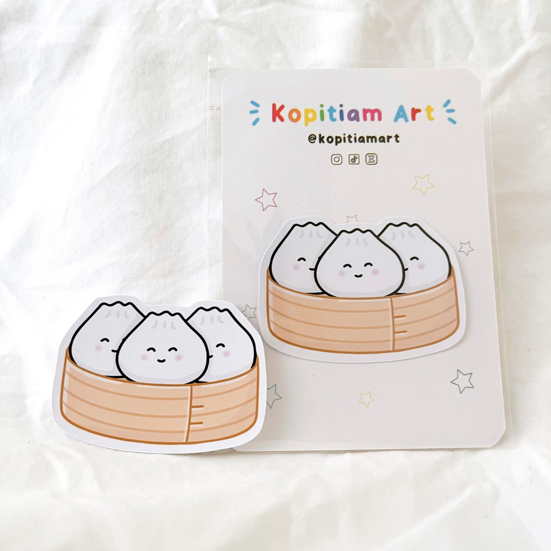Chinese Dim Sum Steam Bun Vinyl Sticker | Cute Asian Food Sticker ...