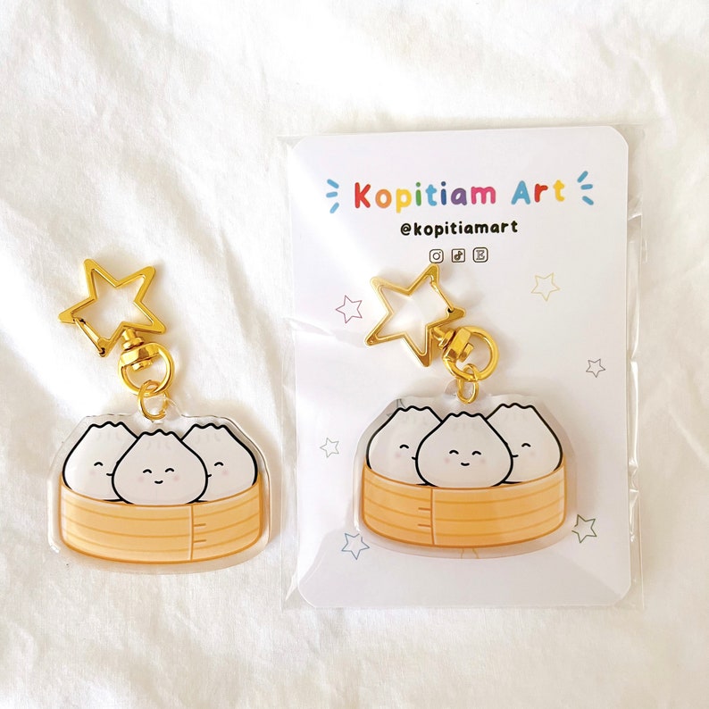 Chinese Dim Sun Steam Bun Key Chain | Cute Asian Food Stationery - Etsy