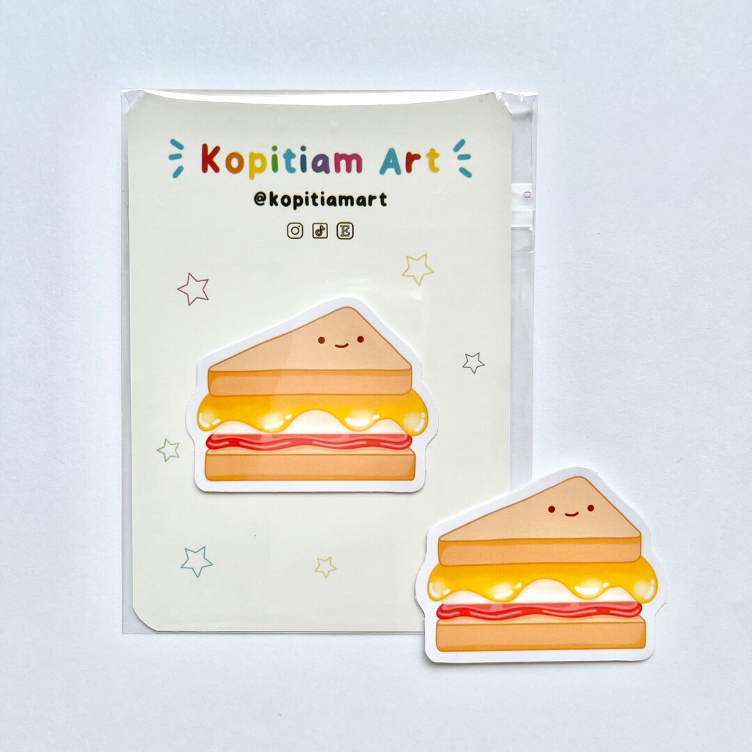 Ham & Cheese Sandwich Vinyl Sticker Cute Food Sticker - Etsy