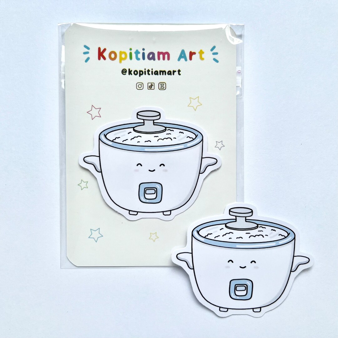 Rice Cooker Vinyl Sticker Cute Asian Food Sticker Stationery - Etsy