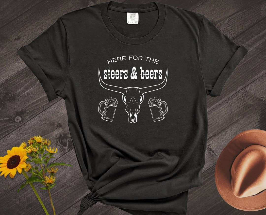 Steers & Beers Tee: Western Bull Skull, Rodeo Shirt - Etsy