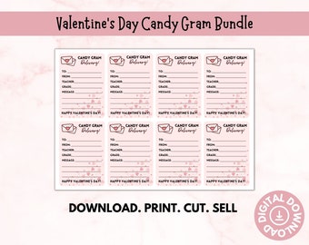 Valentine's Candy Gram Printable, Classroom Valentine, Cat Valentine ...