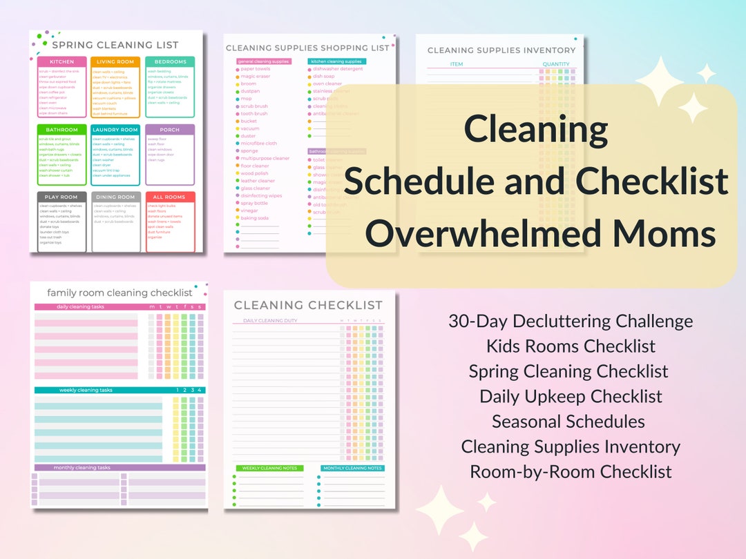 Cleaning Checklist Room by Room | Cleaning Checklist for Kids Printable ...