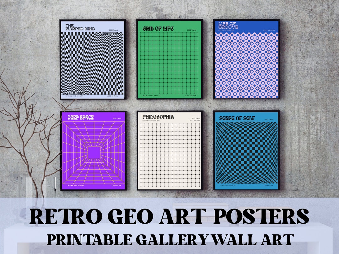 Retro Geo-art Posters, Gallery Art Prints, Colorful Wall Art, Instant ...