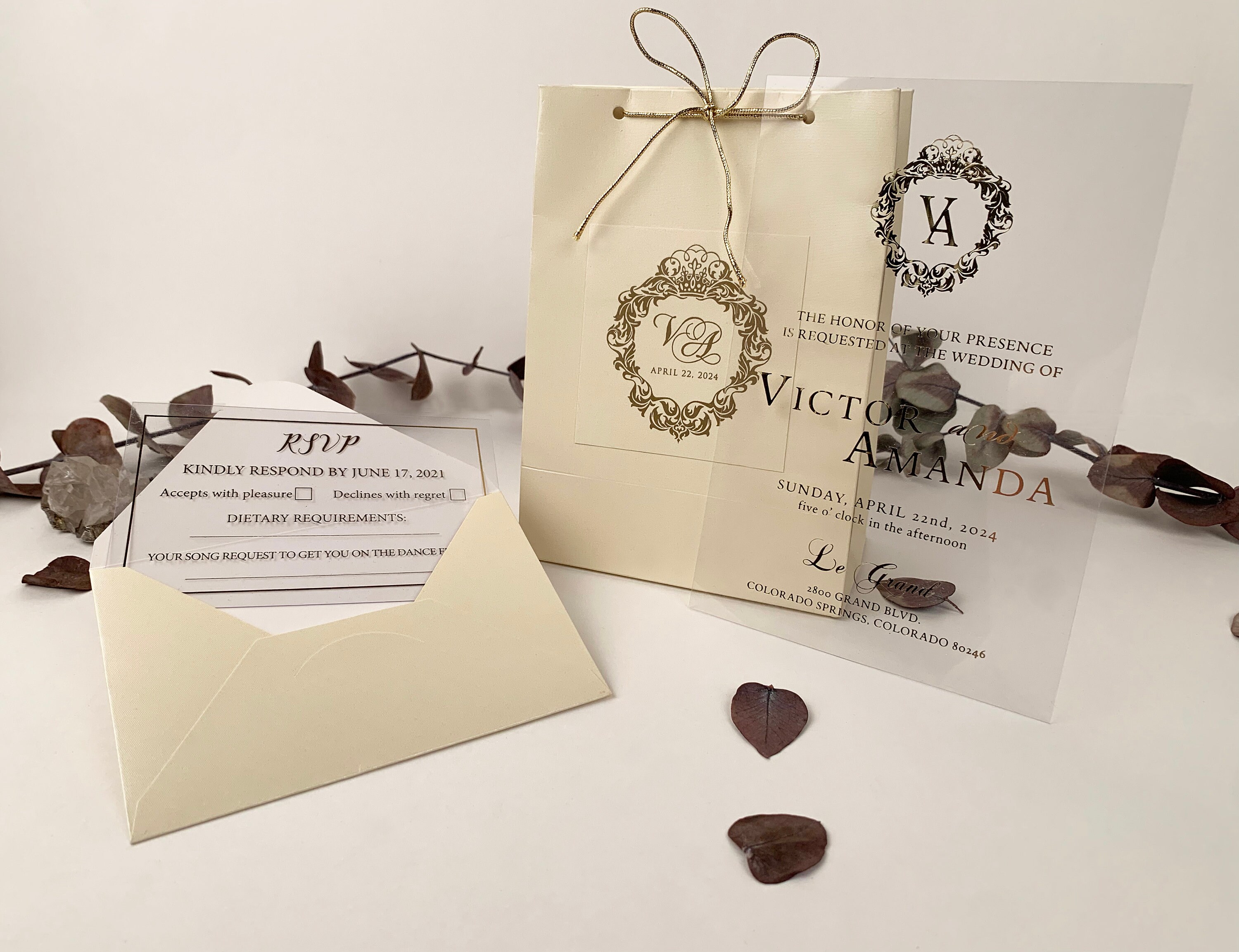 ACRYLIC WEDDING SET With a Special Bag Wedding Invitation - Etsy