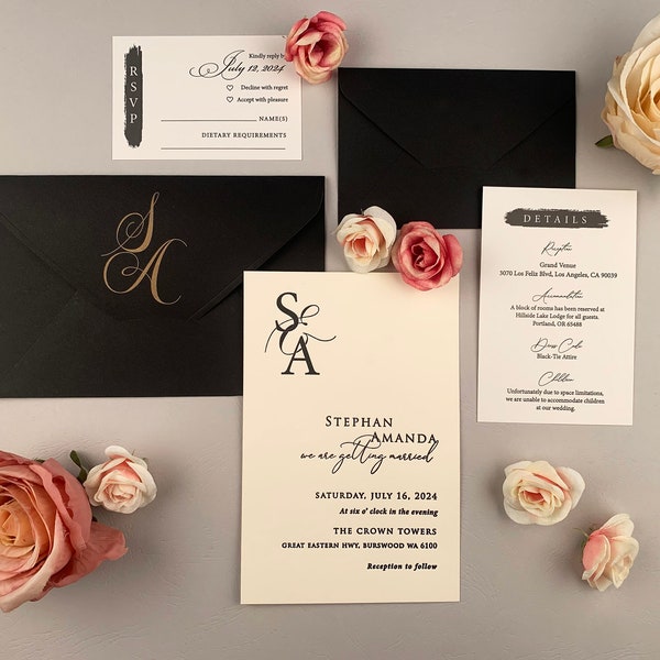 Letter Press Wedding Invitations - Etsy