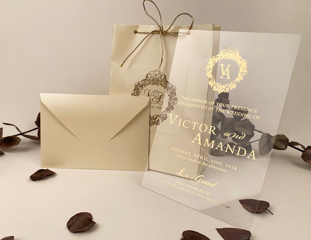 ACRYLIC WEDDING SET With a Special Bag, Wedding Invitation Bundle ...