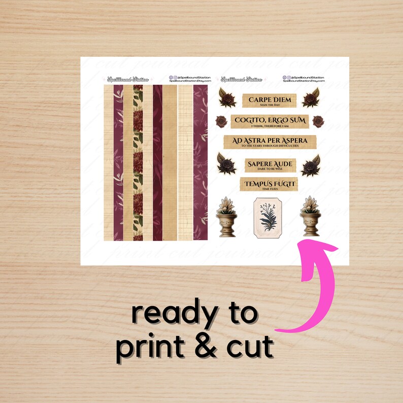 Dark Academia Printable Sticker Bundle | Planner Stickers, Deco Sheet ...