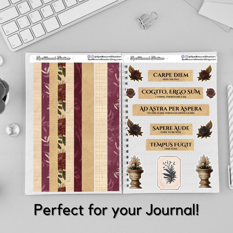 Dark Academia Printable Sticker Bundle | Planner Stickers, Deco Sheet ...