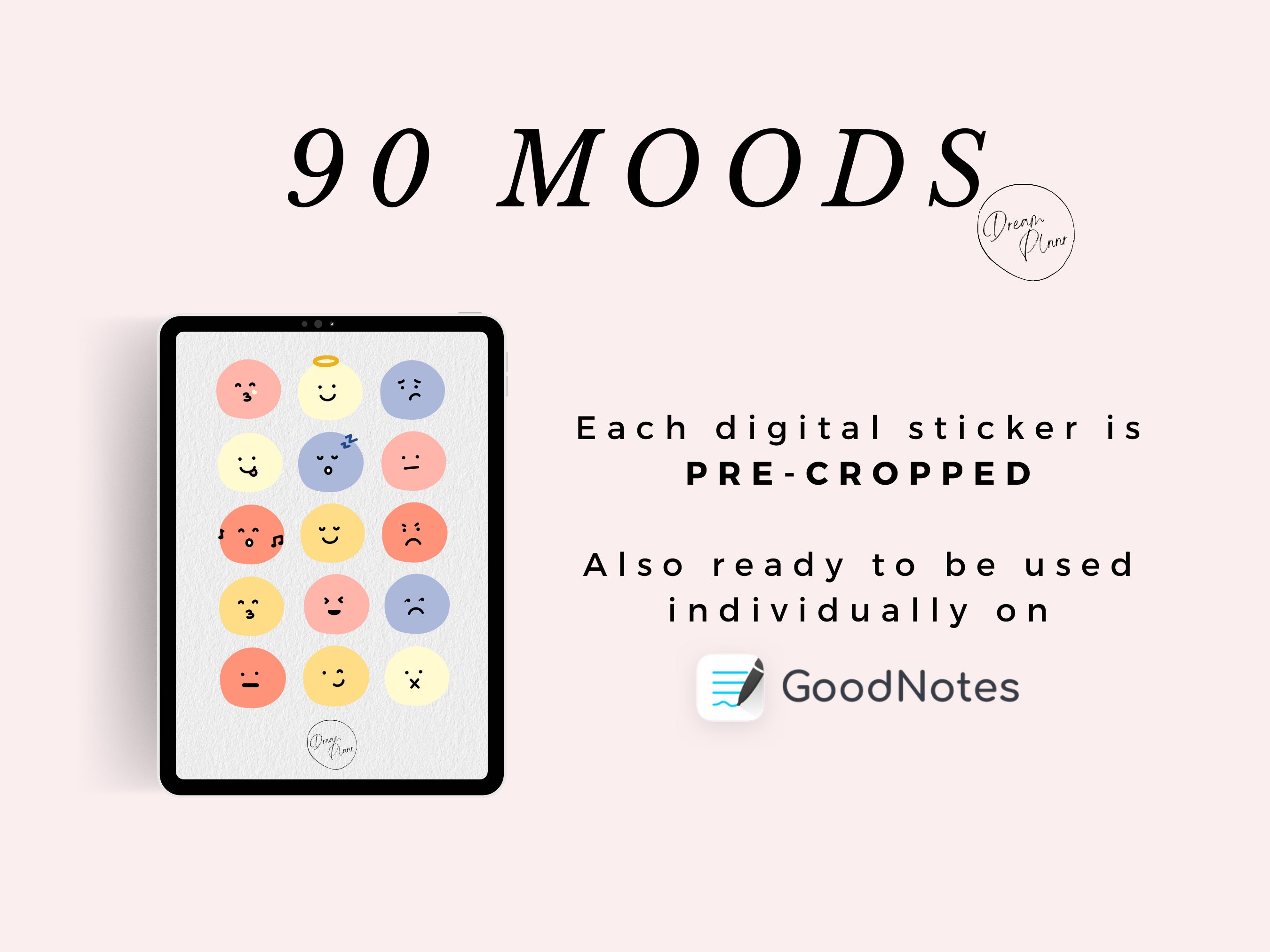 90 Cute Mood Stickers PRE-CROPPED Emoji PNG Digital Mood Stickers for ...