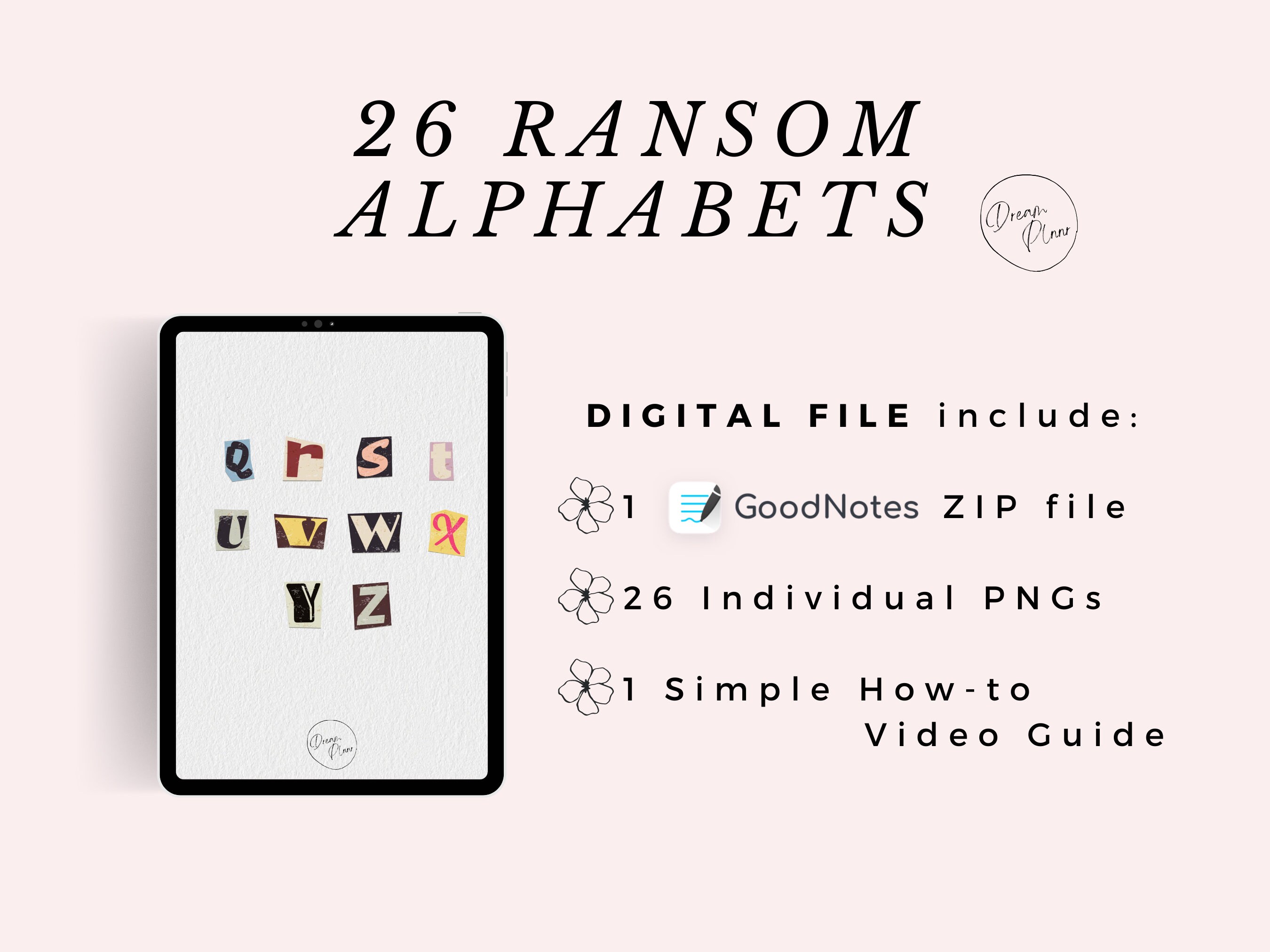 26 Ransom Alphabets Stickers PRE-CROPPED PNG Digital Stickers for iPad ...