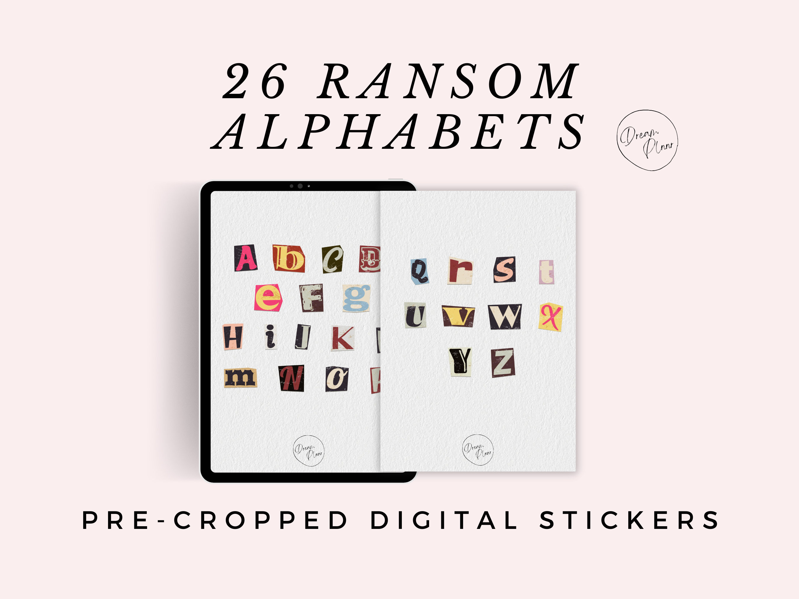 26 Ransom Alphabets Stickers PRE-CROPPED PNG Digital Stickers for iPad ...