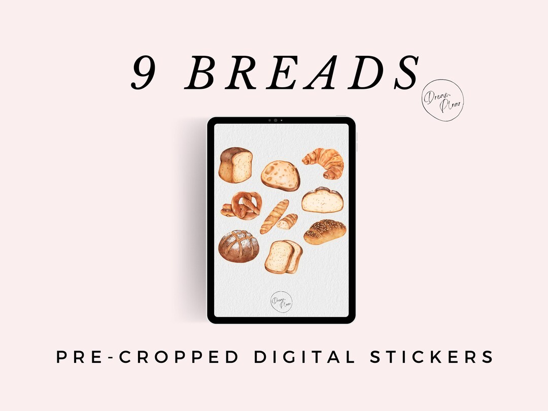 9 Breads PRE-CROPPED PNG Digital Stickers for iPad Digital Planner ...