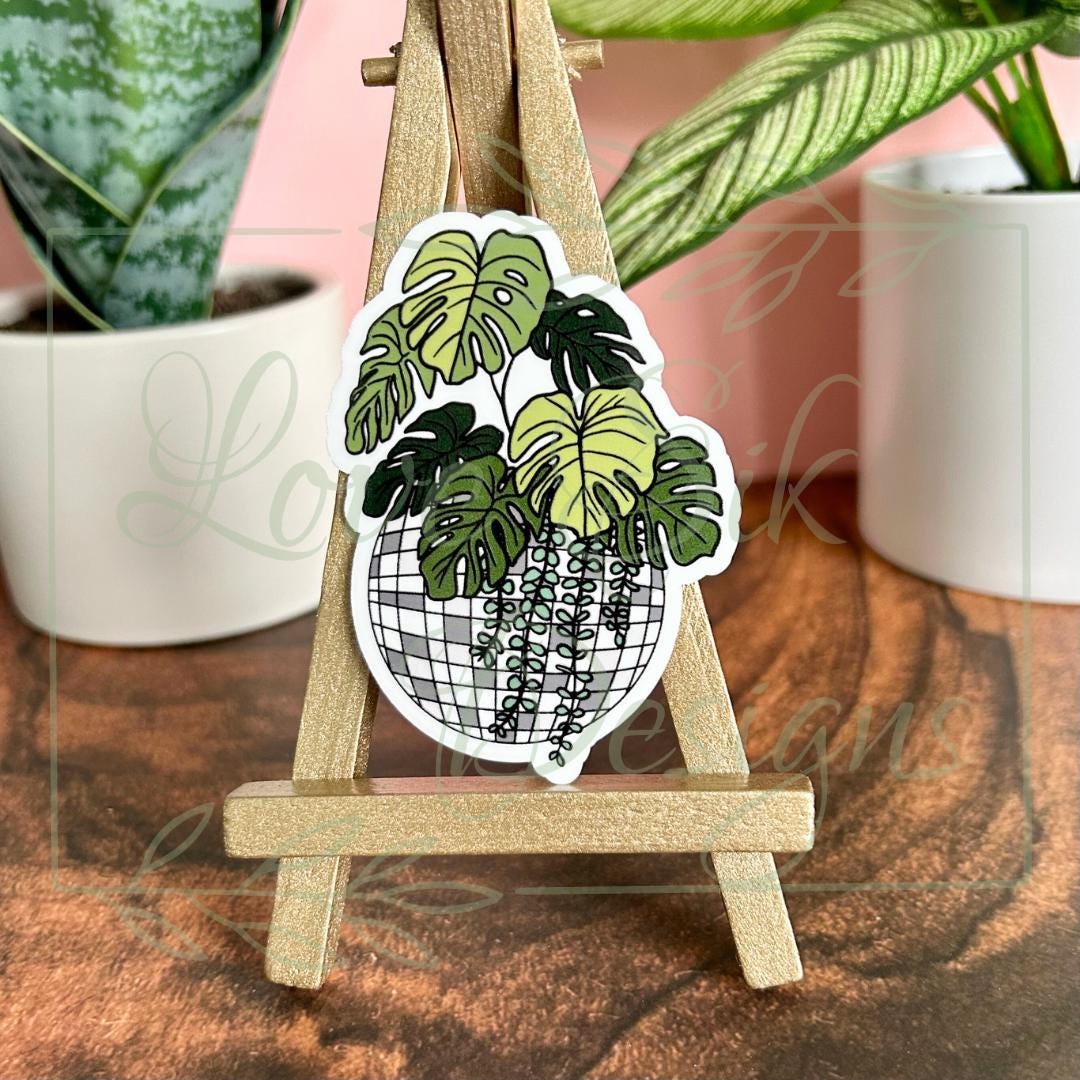 Monstera Disco Ball Sticker, Crazy Plant Lady, Cute Plant, Plant Parent ...