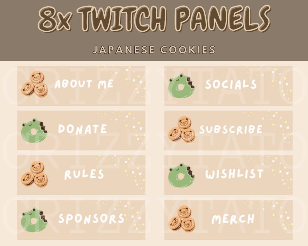 Cute Japanese Cookies Themed Twitch Panels Set of 8 - Etsy