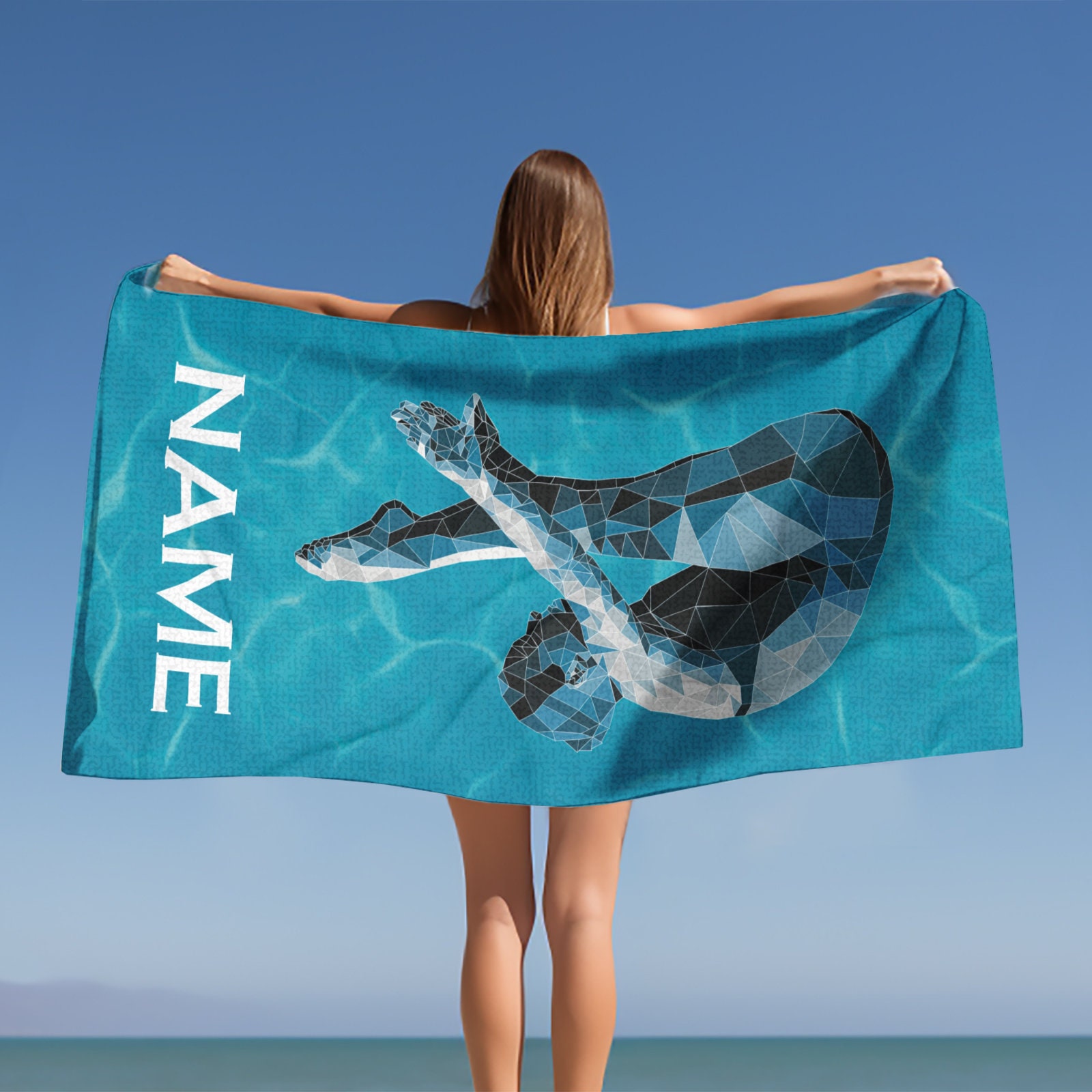 Luxury Diver Aquatic Custom Beach Towel Custom Diving Team Towel Luxury ...