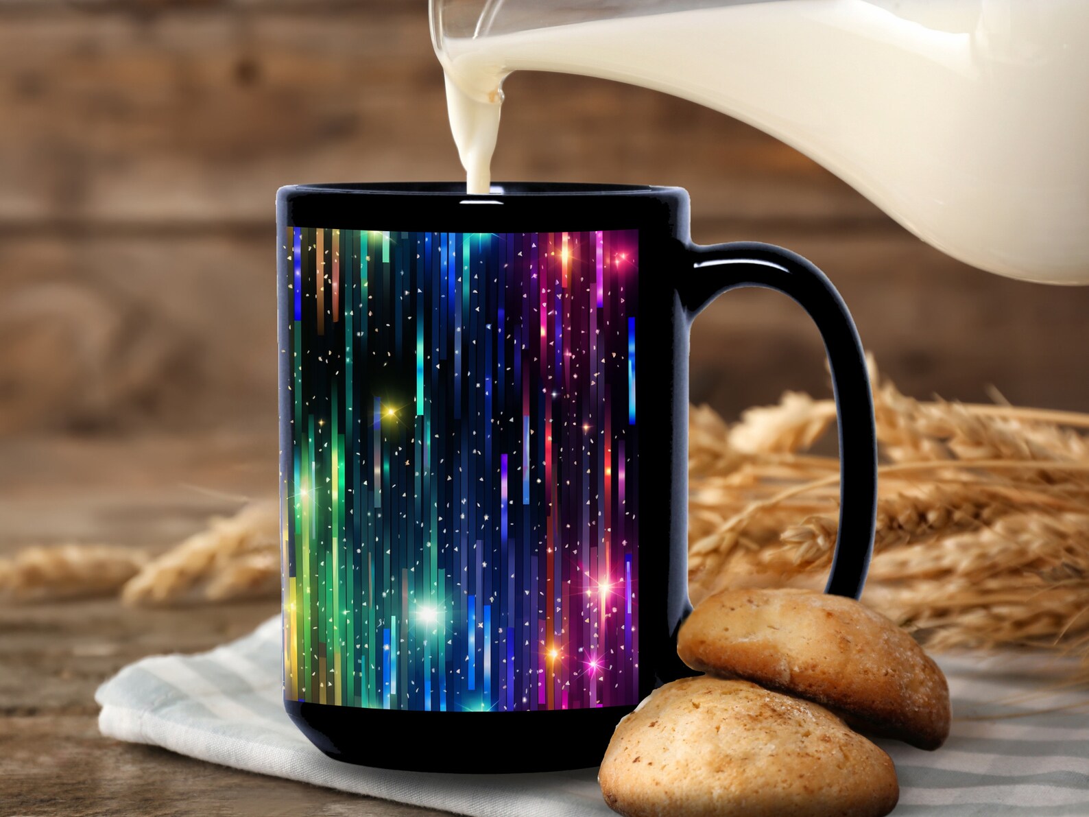 Personalizable Magic Ribbon Black Ceramic Coffee Mug Beautiful ...