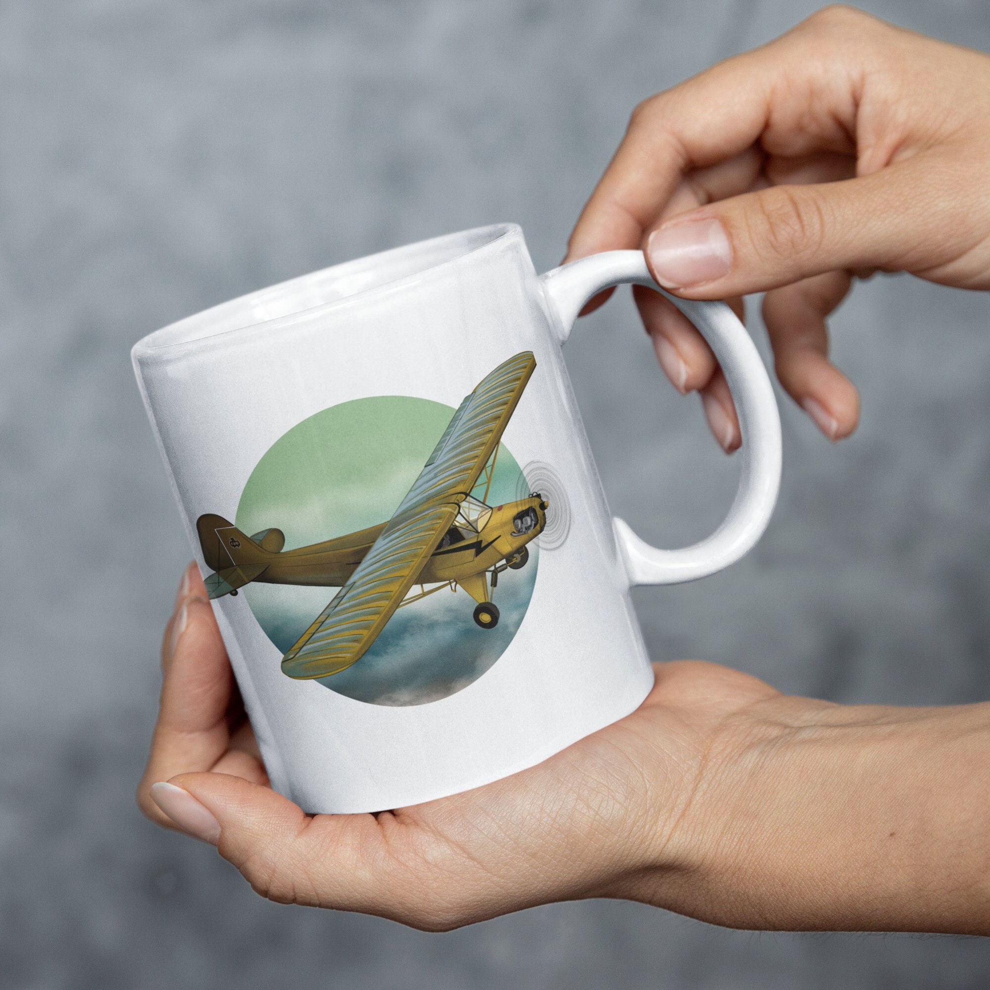 Piper Cub Airplane Mug Design Gift for Aviation Enthusiast Coffee Mug ...
