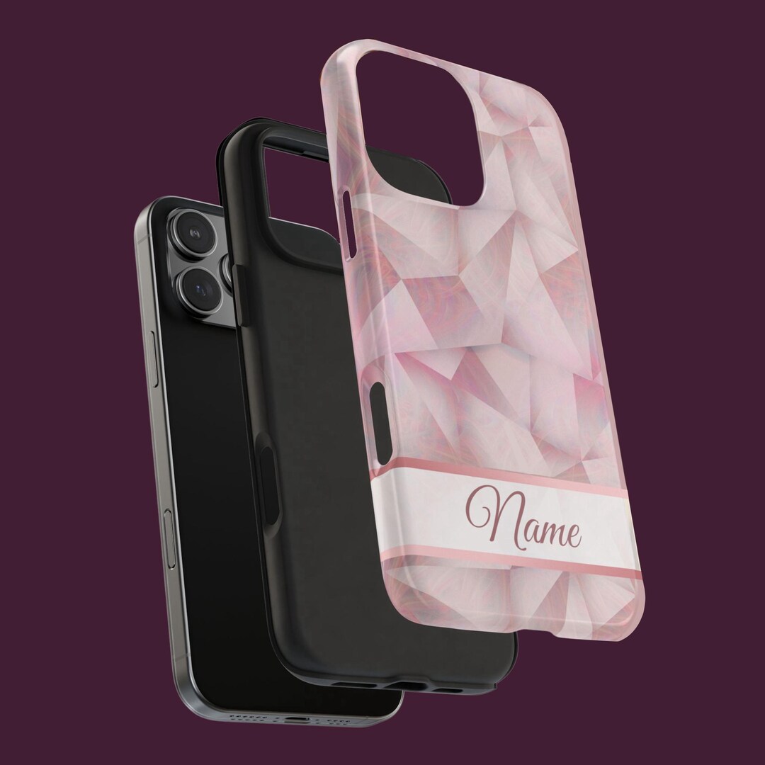 Custom Pink Abstract Phone Case Personalized Tough Phone Case Pink ...