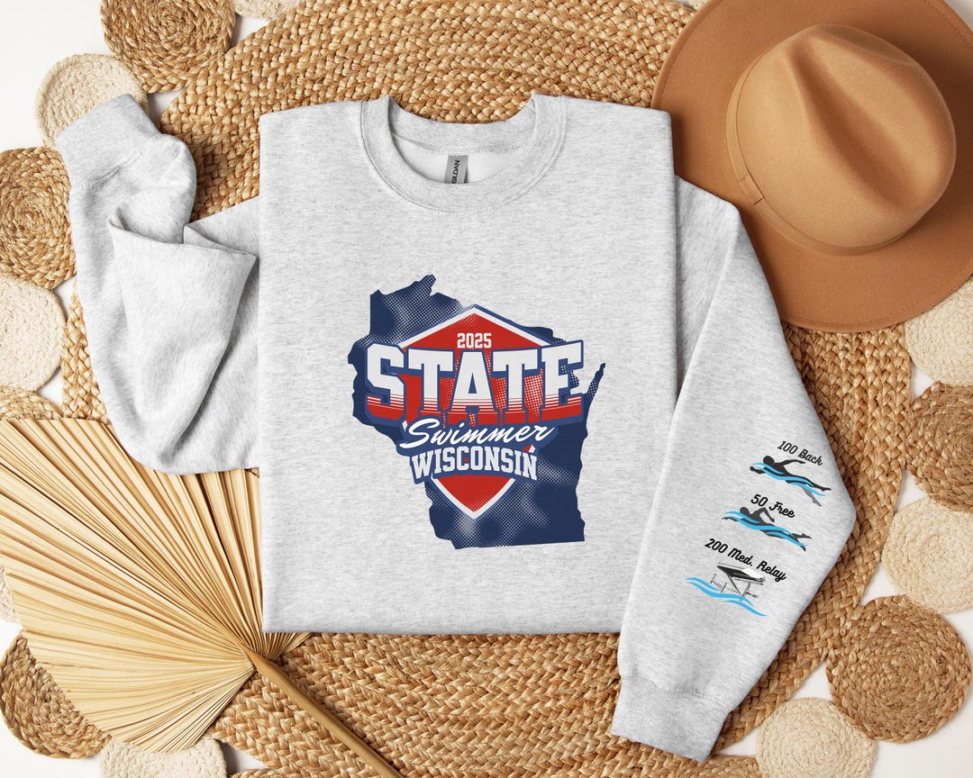 Custom Sleeve Wisconsin State Championship Swimmer Sweatshirt ...