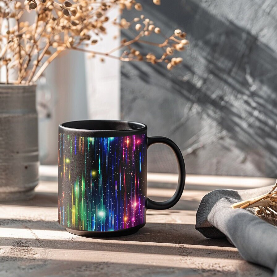 Personalizable Magic Ribbon Black Ceramic Coffee Mug Beautiful ...
