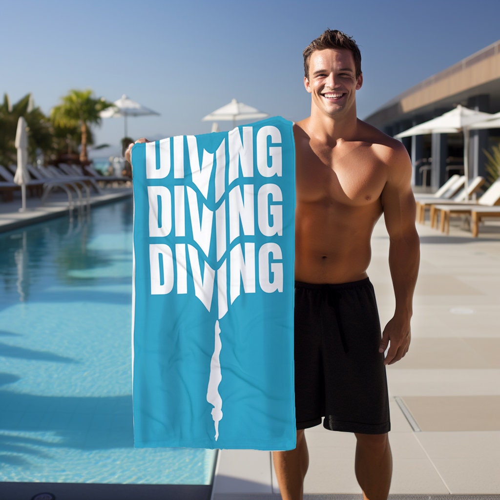 Diver Beach Towel Luxury Diving Large Towel Diver Gift Club Diving ...