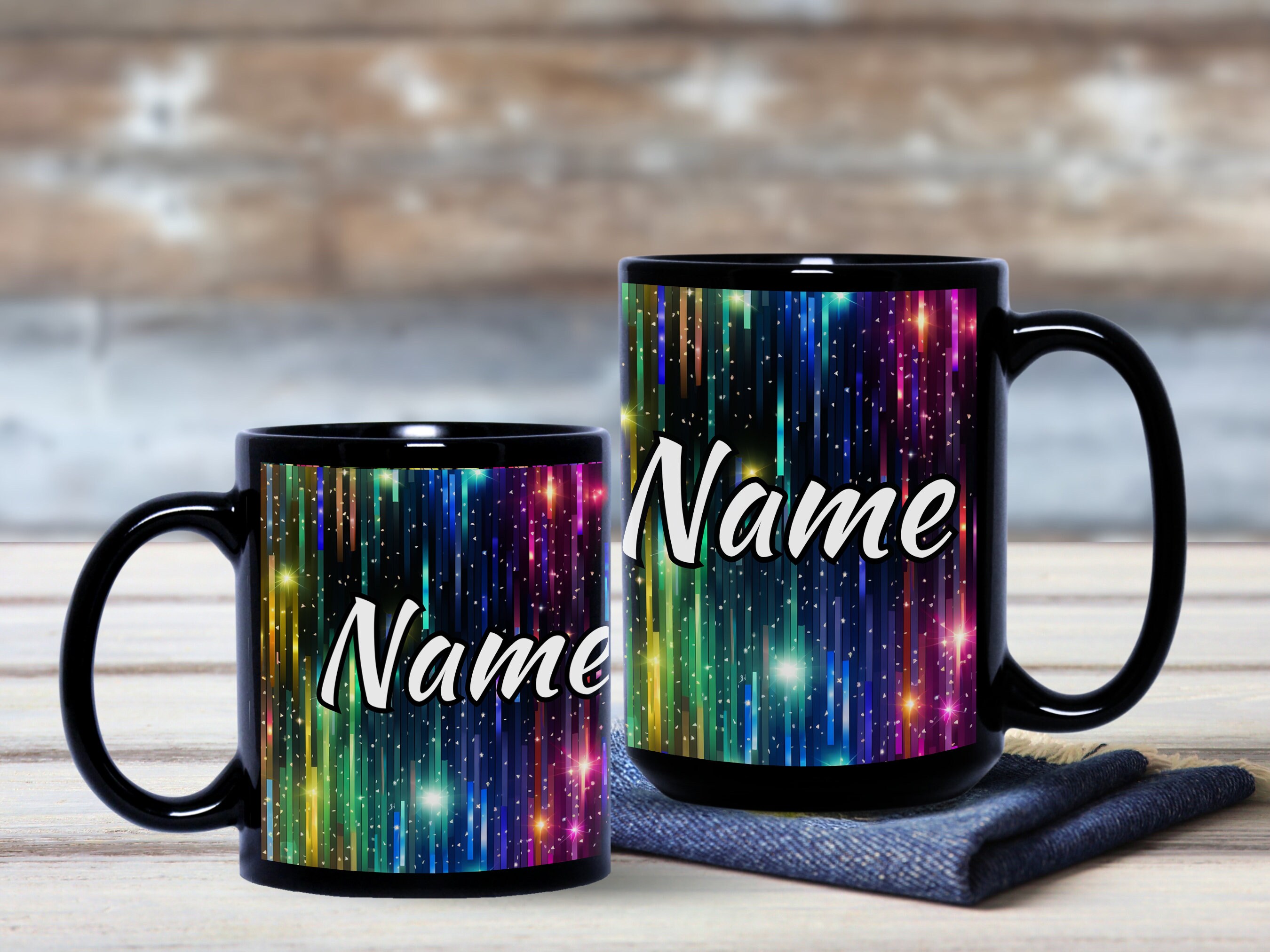 Personalizable Magic Ribbon Black Ceramic Coffee Mug Beautiful ...