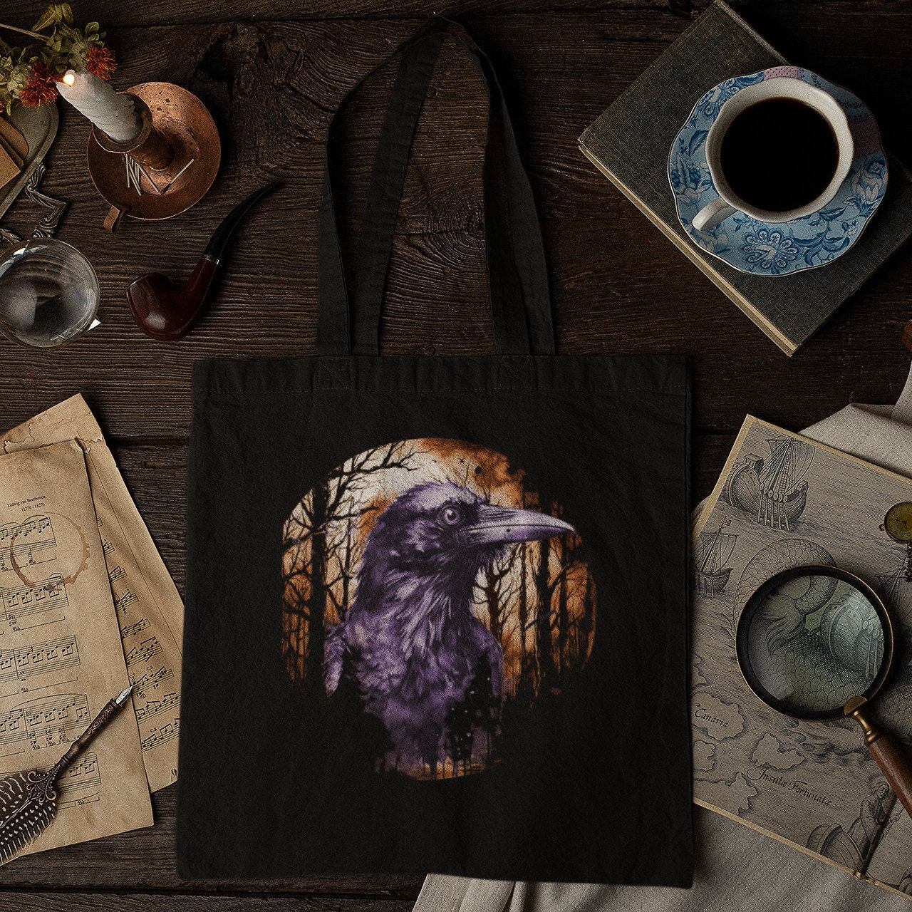 Spooky Raven Tote Bag Trick-or-treat Bag - Etsy