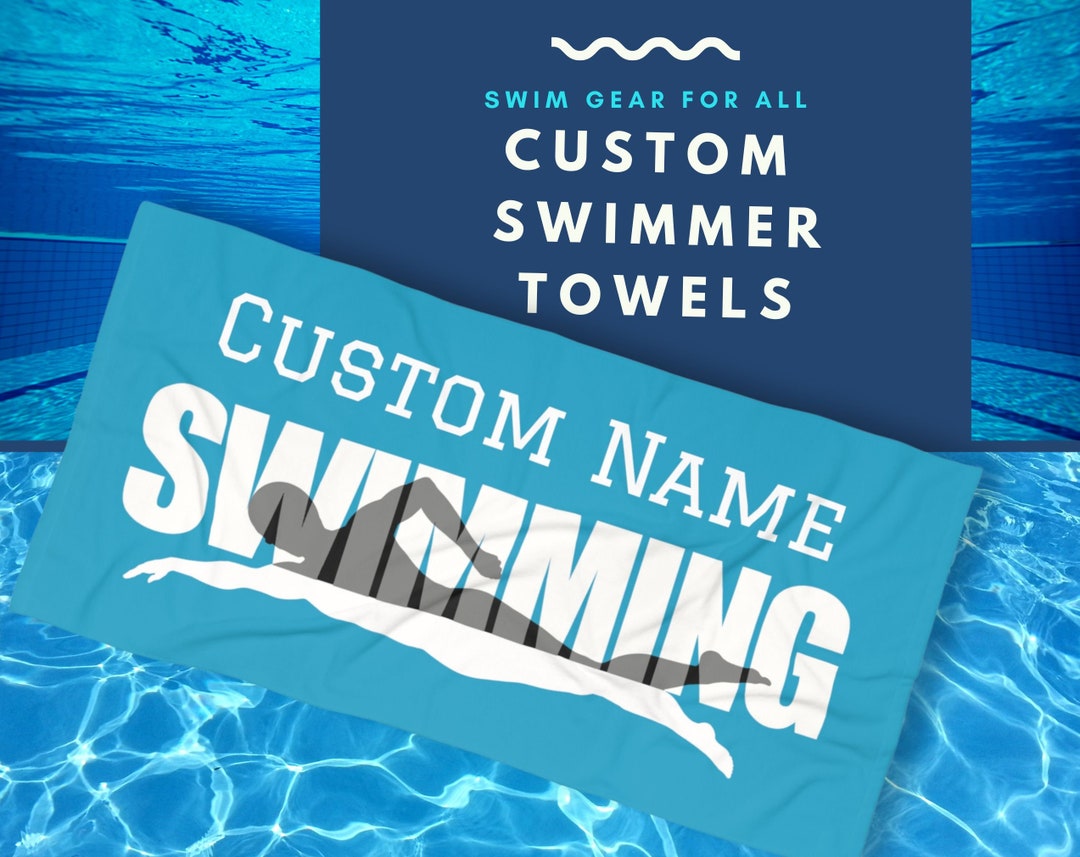 Personalized Swimming Aqua Beach Towel Custom Gift for Swimmer Large ...