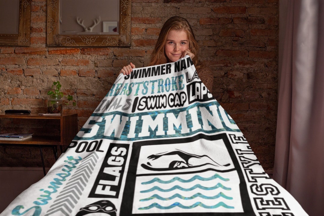 Custom Swimming Collage Velveteen Blanket Swim Coach Throw Blanket Swim ...