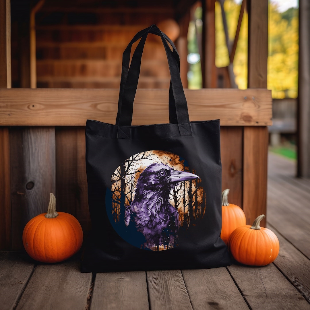 Personalized Raven Tote Bag Trick-or-treat Bag Halloween Candy Bag ...