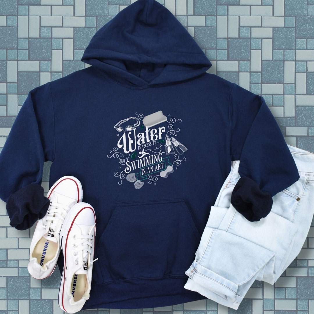 Swimmer Hoodie Rustic Design Swim Sweater Vintage Winter Warm Aquatics ...