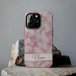 Custom Pink Abstract Phone Case Personalized Tough Phone Case Pink ...