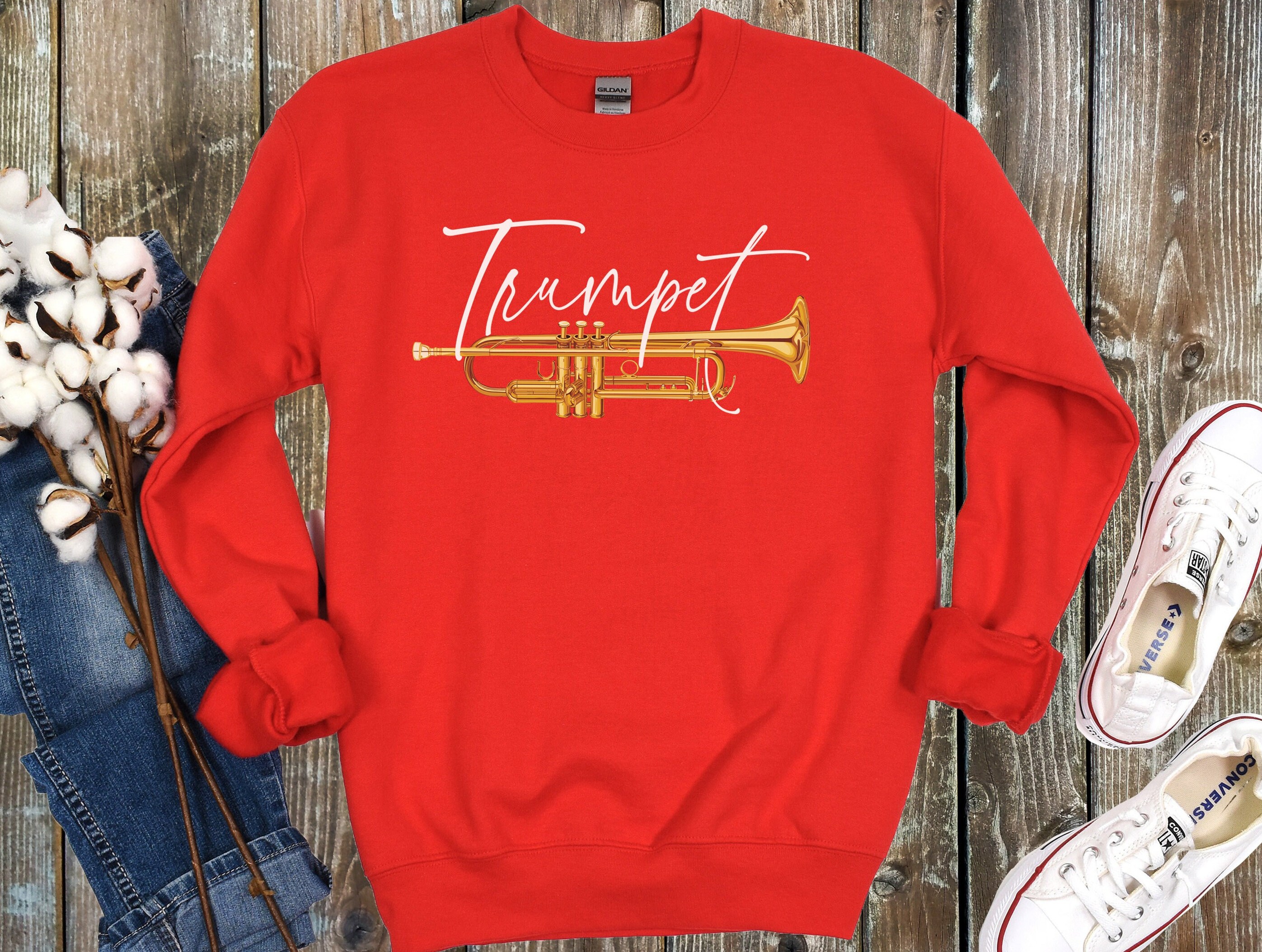 Trumpet Sweatshirt Gift Presents for Trumpet Player Unique Graphic ...