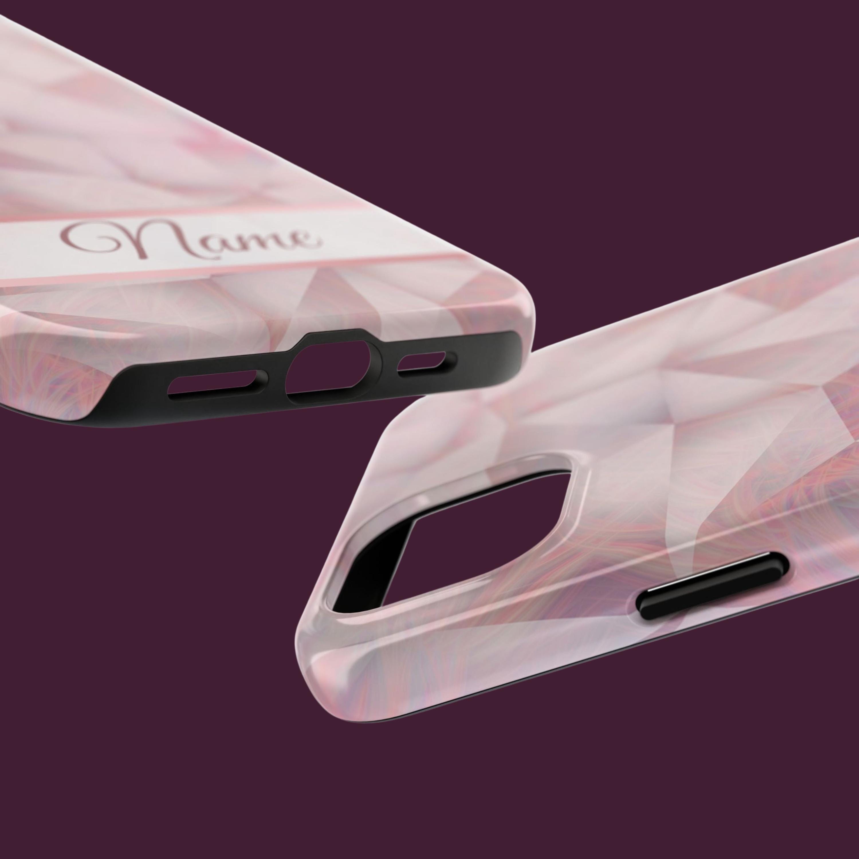 Custom Pink Abstract Phone Case Personalized Tough Phone Case Pink ...