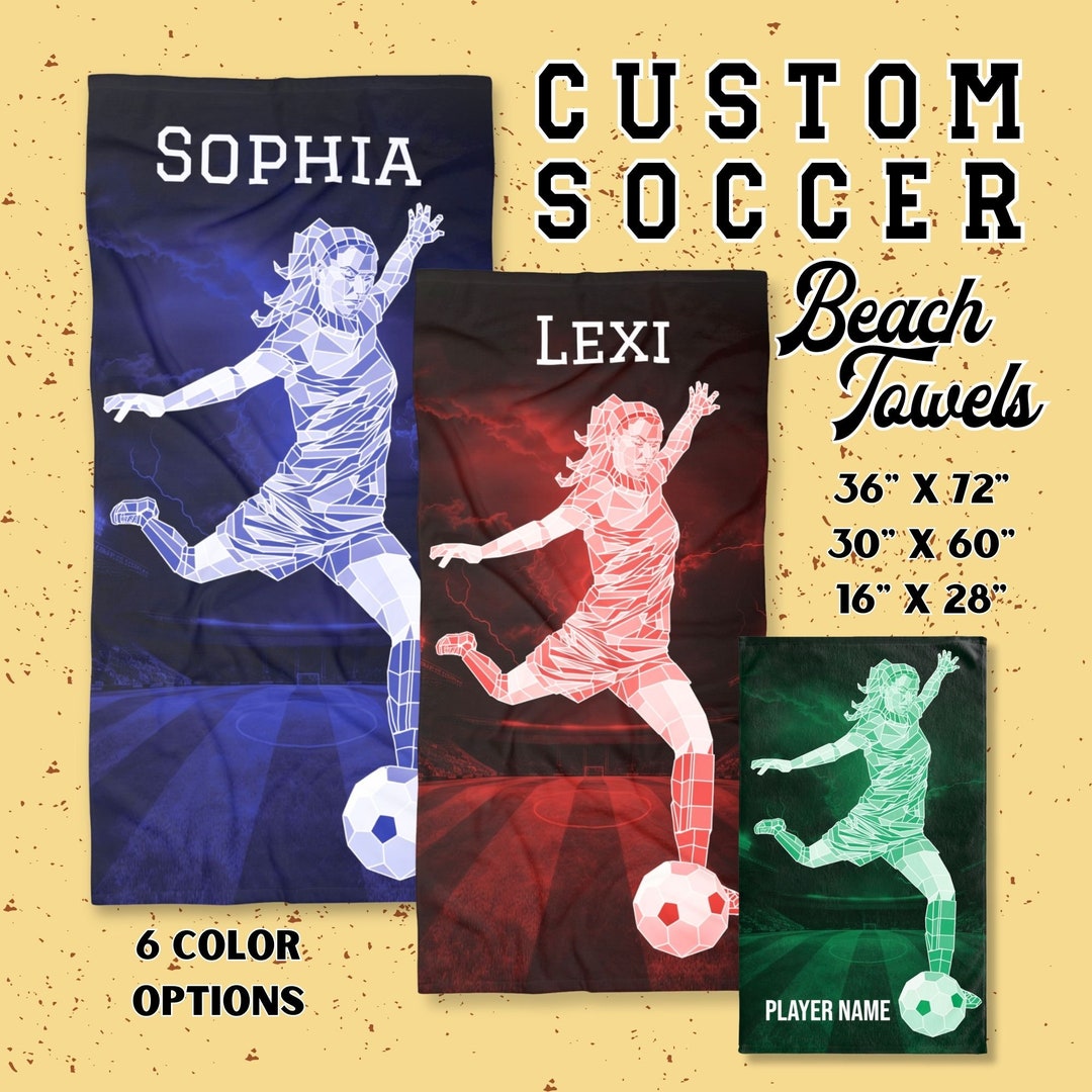 Custom Ultimate Womens Soccer Player Beach Towel Soccer Beach Towel ...