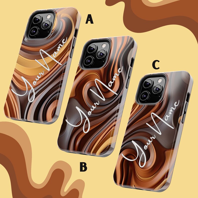 Custom Wave Wood Carve Design Tough iPhone Case Wavy Phone Cover ...