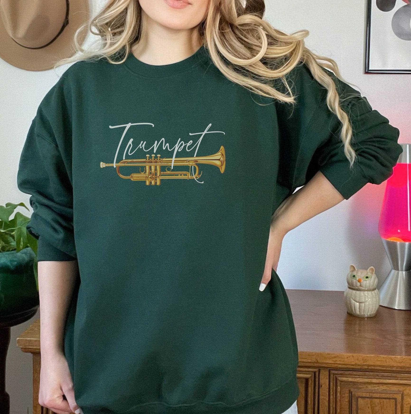 Trumpet Sweatshirt Gift Presents for Trumpet Player Unique Graphic ...