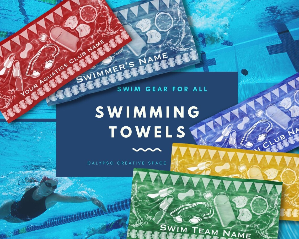 Custom Swim Team Beach Towel Swimmer Gift Luxury Towel Swimmer Gift ...