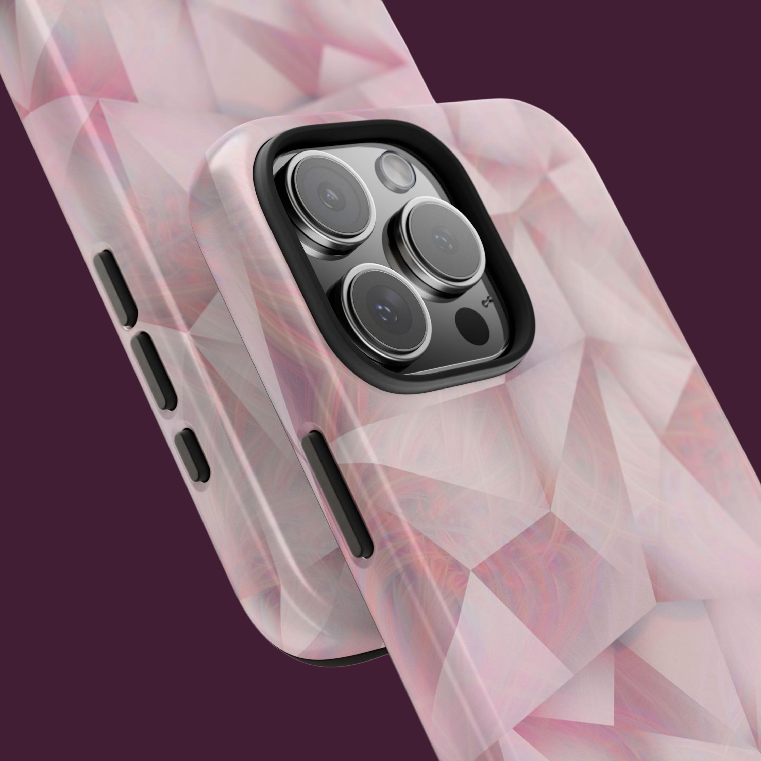 Custom Pink Abstract Phone Case Personalized Tough Phone Case Pink ...