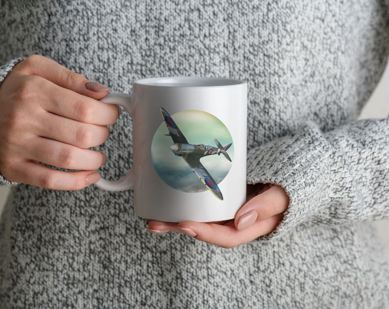 Spitfire Mug Nostalgic WWII Warbird Cup Pilot Mug Vintage English ...