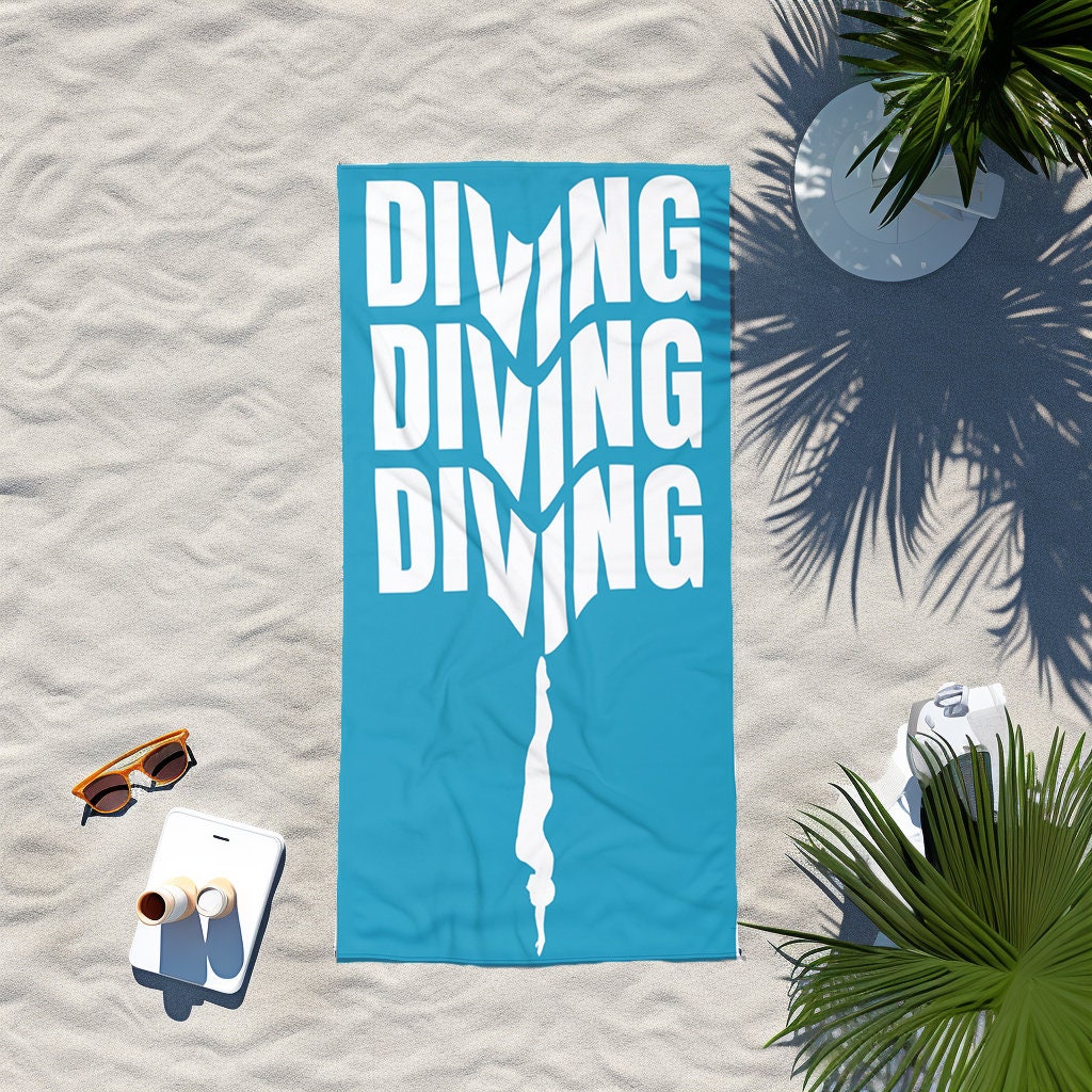 Diver Beach Towel Luxury Diving Large Towel Diver Gift Club Diving ...
