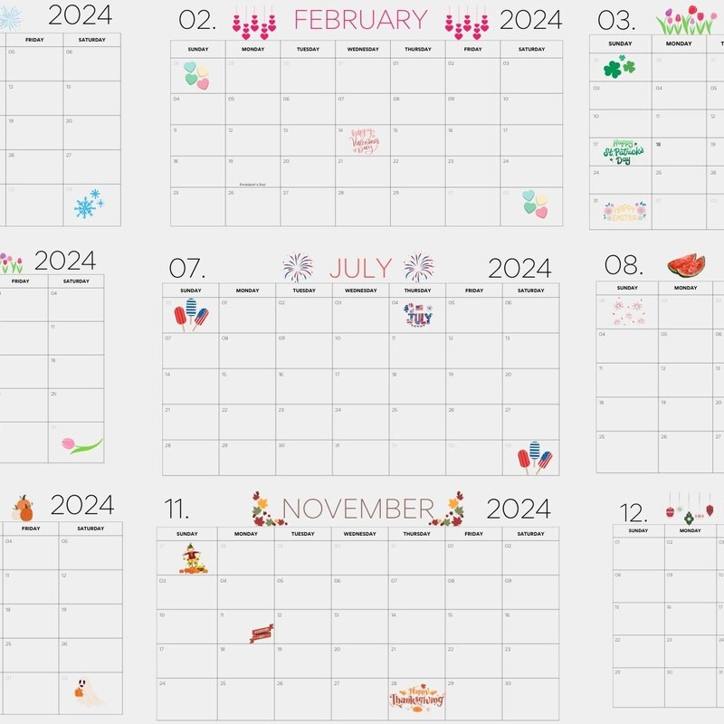 Colorful Calendar - Etsy