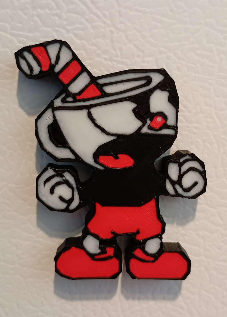 Cuphead, Mugman, & the Devil Magnet Set 3D Printed Trio Vintage Cartoon ...