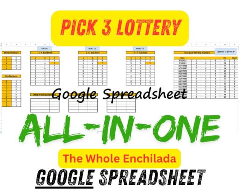 Powerful Pick 3 Lottery System - All in One - GOOGLE Spreadsheet - Etsy