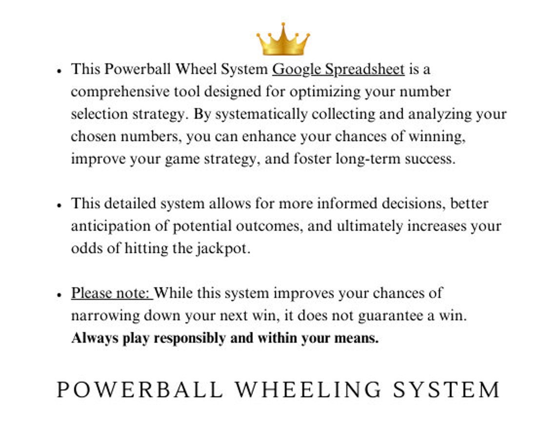 Powerball Wheel System Google Spreadsheet - Optimize Your Lottery ...