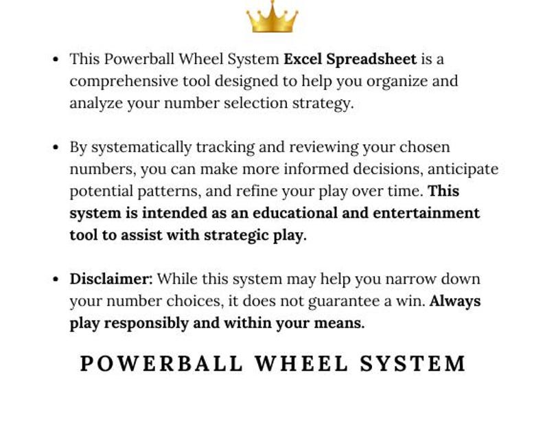 Powerball Wheel System Excel Spreadsheet – Maximize Your Winning ...