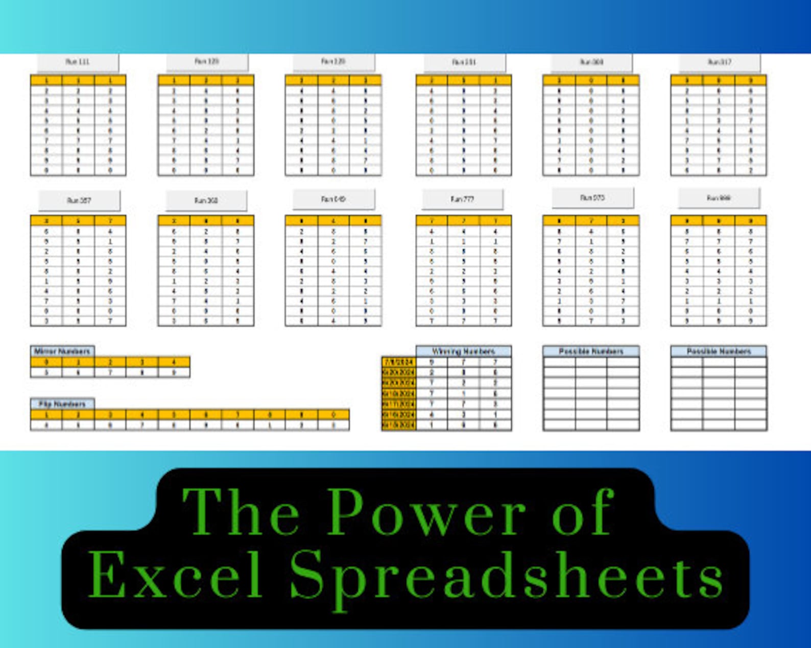 Pick 3 Lottery - Automated Rundown Creator - Excel Spreadsheet - Etsy