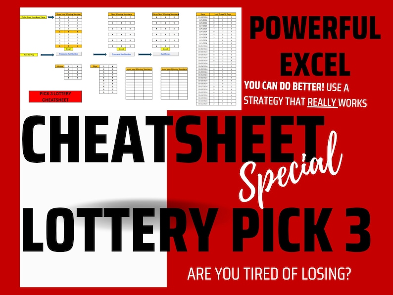 Pick 3 Lottery Cheat Sheet Microsoft Excel Spreadsheet -easy to Use ...