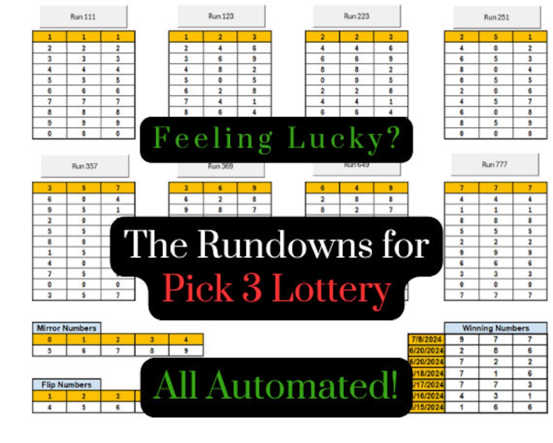 Pick 3 Lottery - Automated Rundown Creator - Excel Spreadsheet - Etsy
